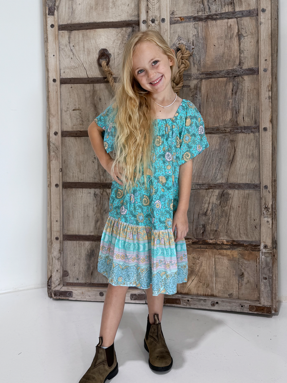 Saffron Road | Mini Me Dress | Turquoise Shell