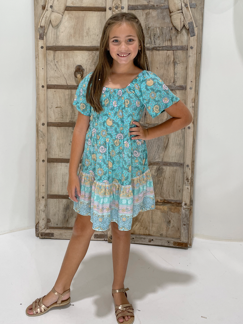 Saffron Road | Mini Me Dress | Turquoise Shell